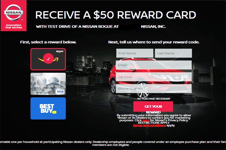 $50 Visa Prepaid Card with test drive of a new Nissan | interunet $50 Visa Prepaid Card with test drive of a new Nissan | interunet